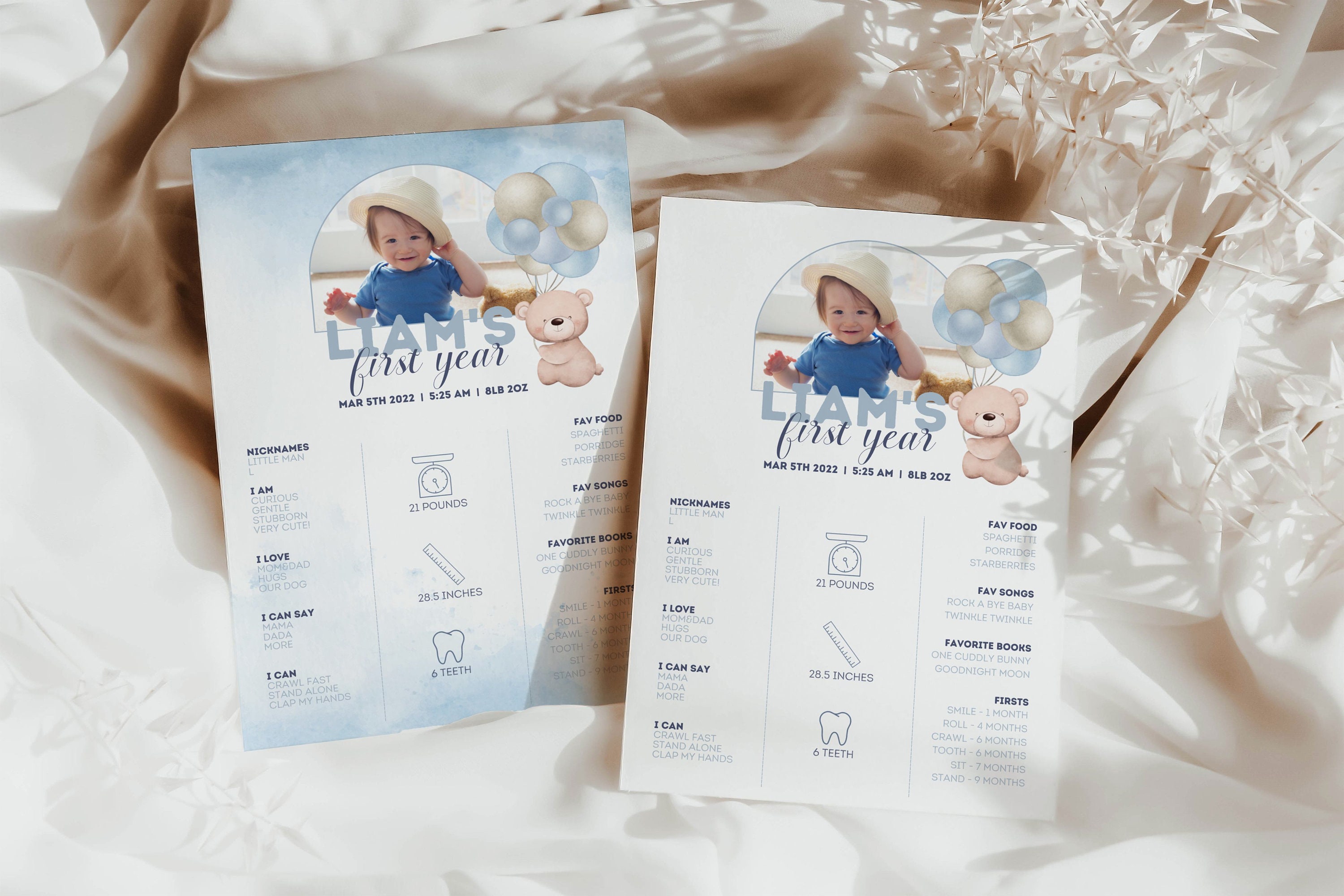 Baby Blue First Birthday Party Set Bundle | Teddy Bear Balloons ...