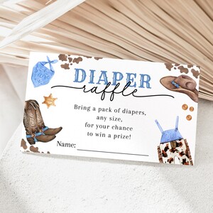 Cowboy Baby Shower Diaper Raffle Sign Printable Tickets Western Baby ...
