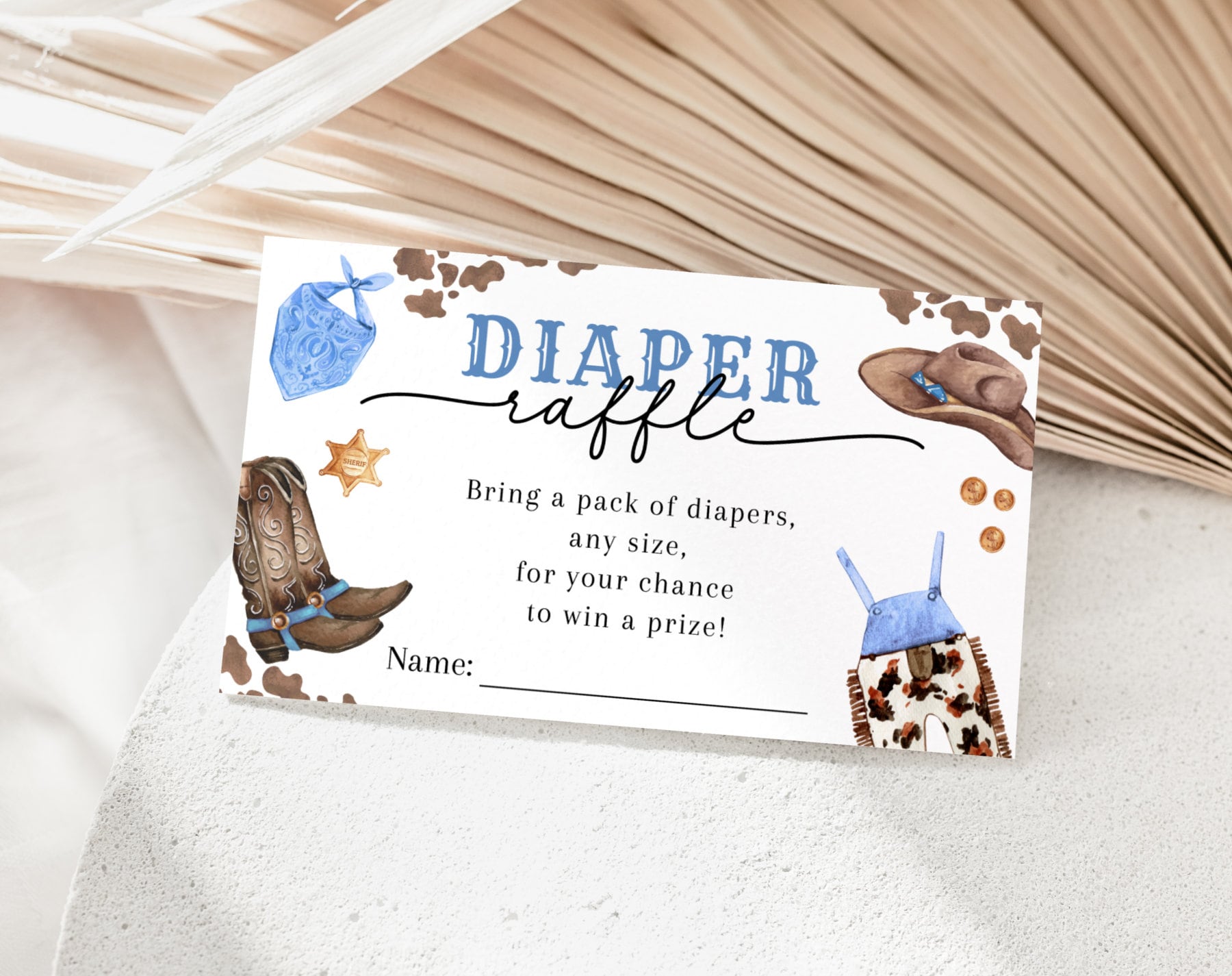 Cowboy Baby Shower Diaper Raffle Sign Printable Tickets Western Baby ...