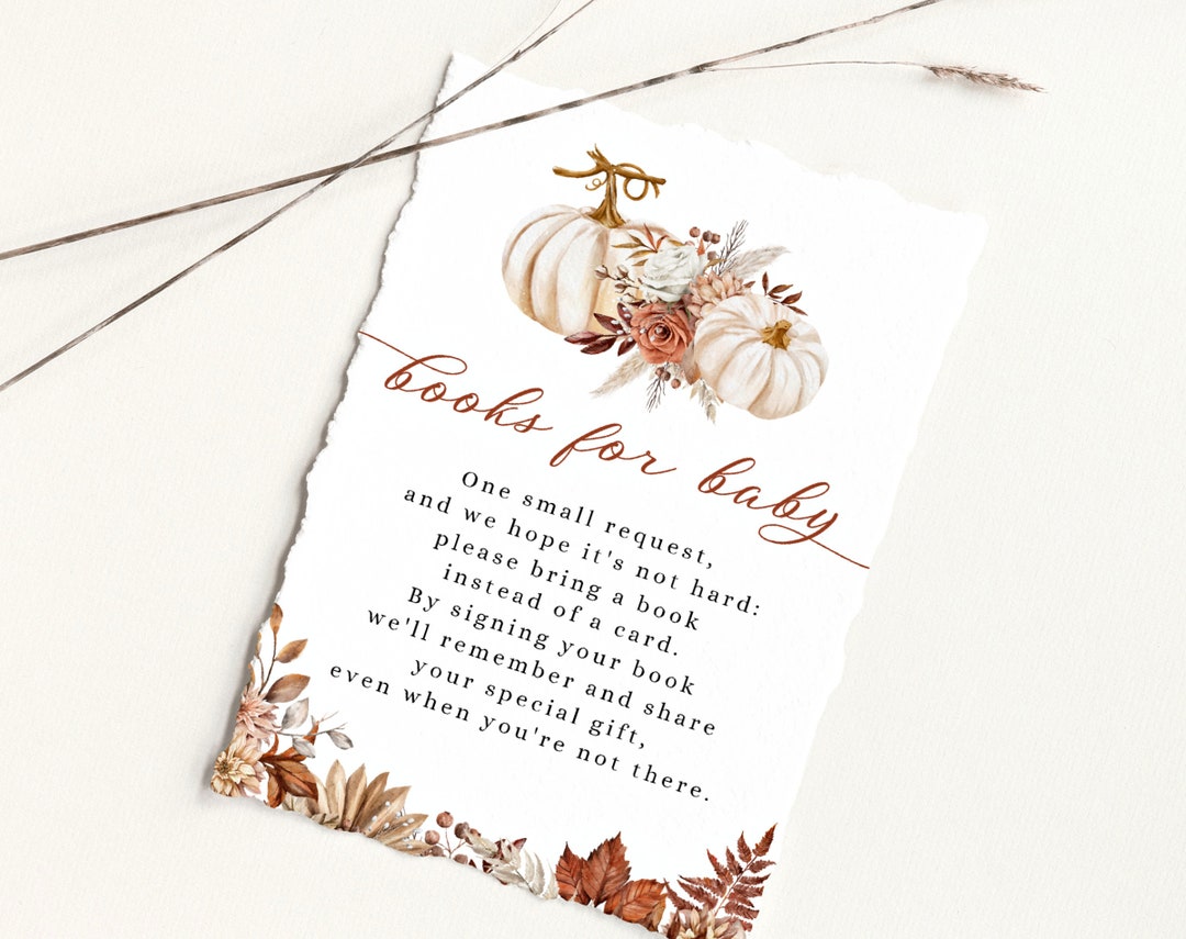 Little Pumpkin Baby Shower, Books for Baby Card, Printable Template ...