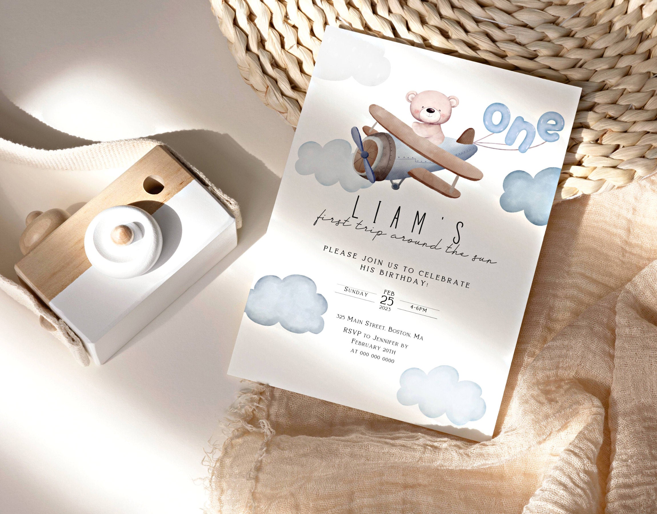 Beary First Birthday Invitation & Evite | Printable | Teddy Bear ...