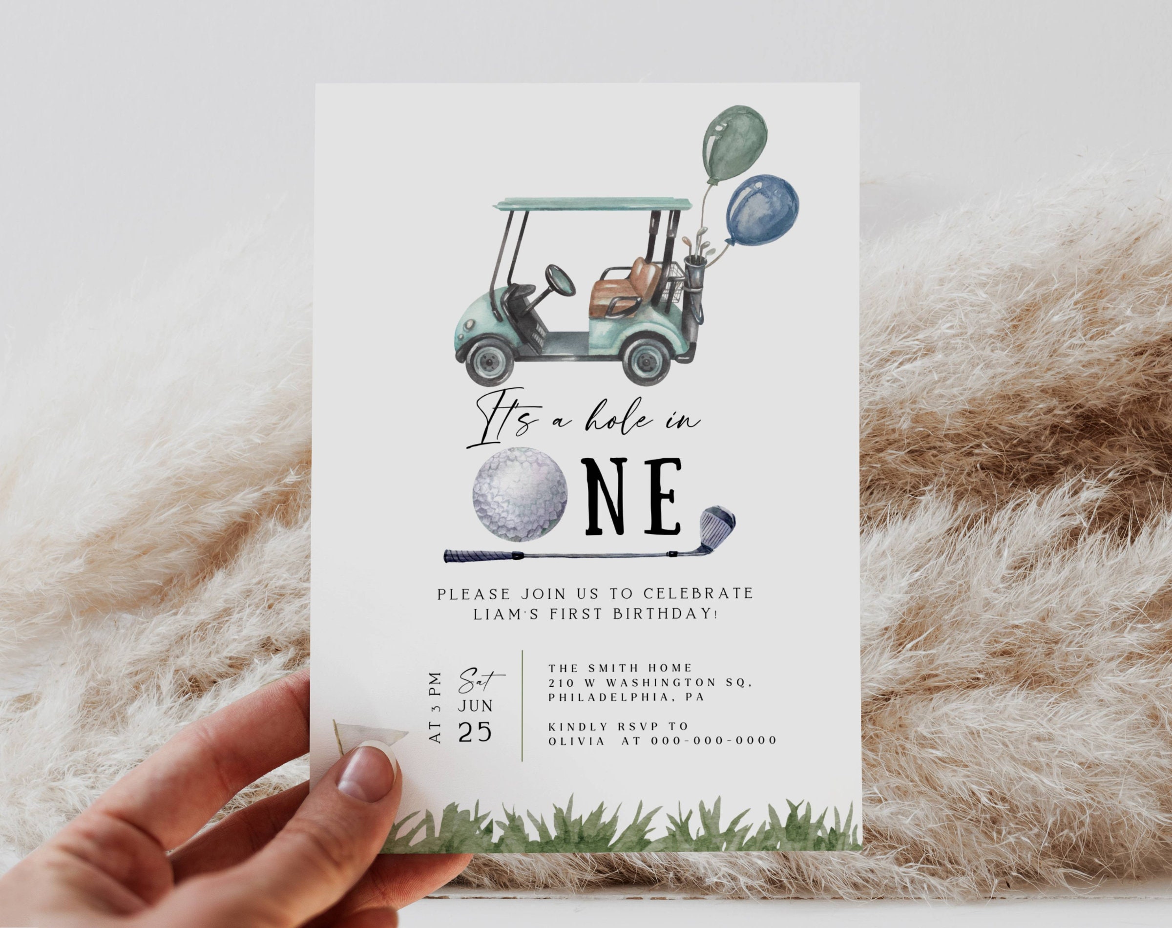 Hole in One First Birthday Invitation Golf First Birthday - Etsy