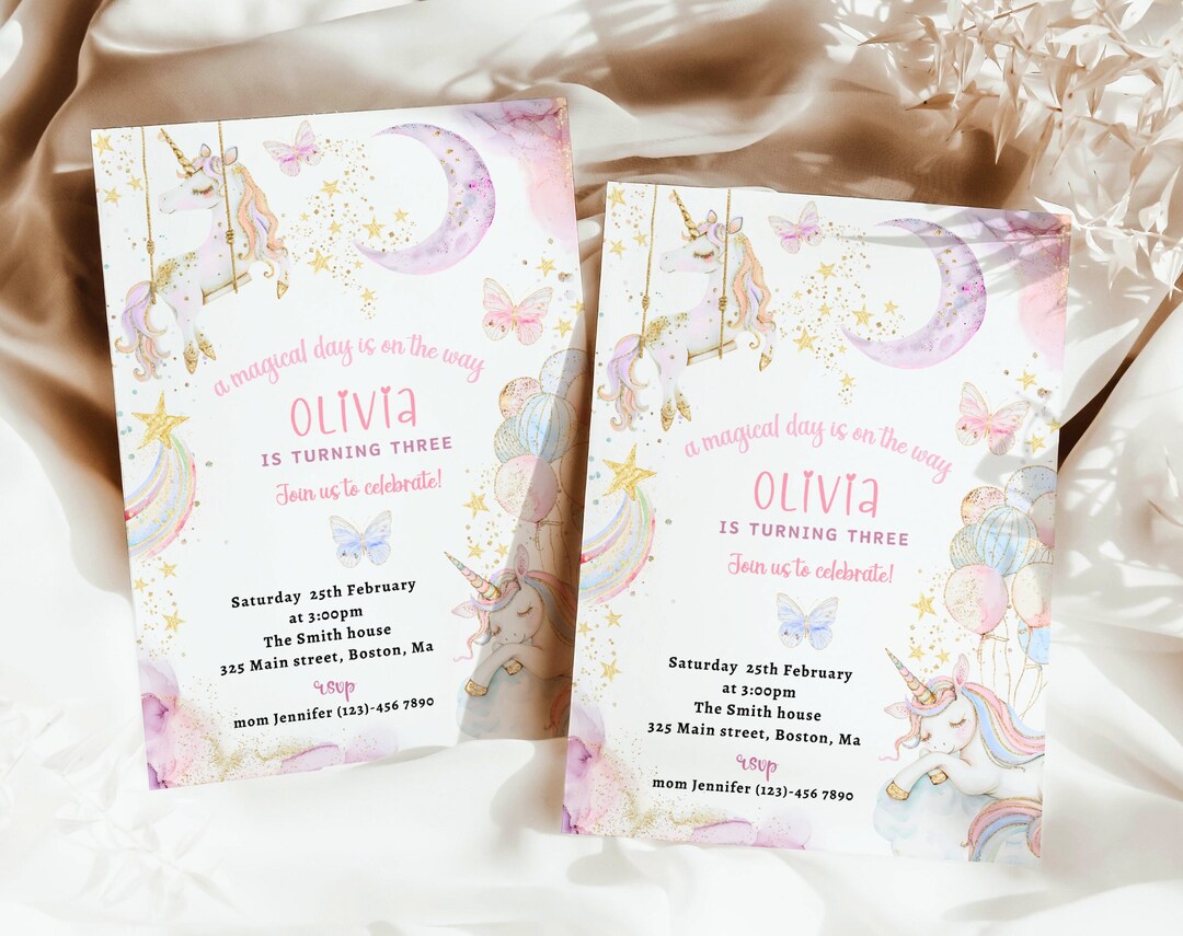 Unicorn Birthday Invitation Princess Birthday Invitation Magical ...