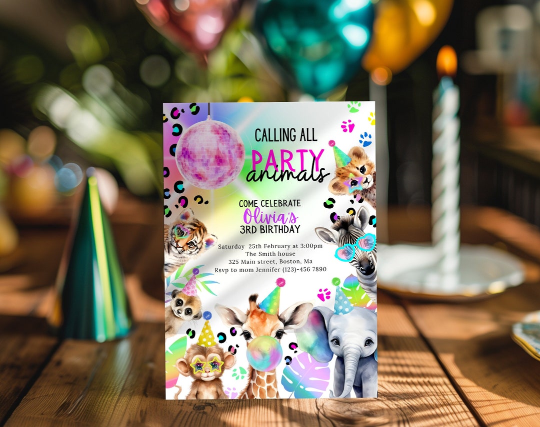 Party Animals Birthday Invitation Two Wild Birthday Young Wild and ...