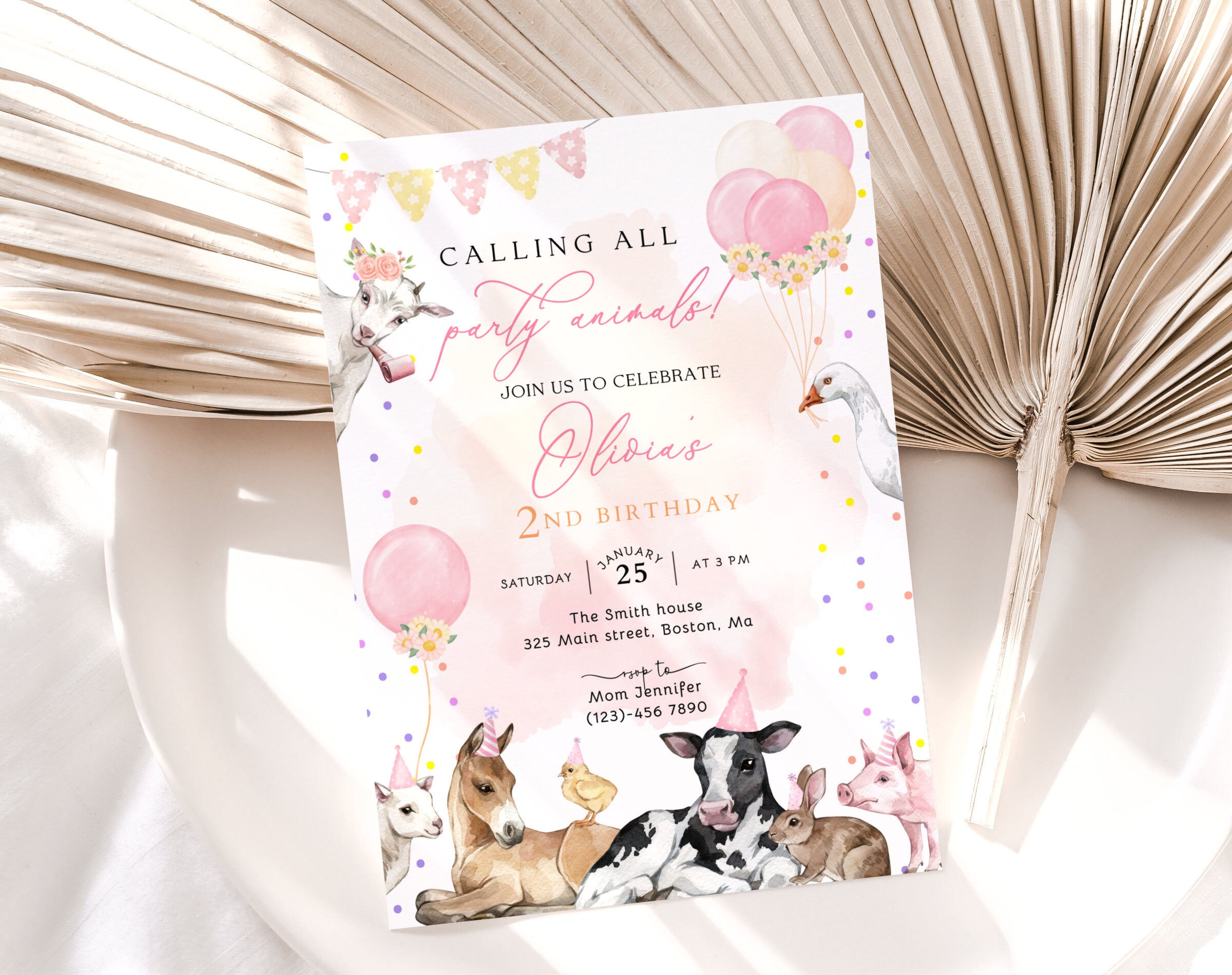 Farm Birthday Invite Printable Editable Template Farm Animal Ranch ...