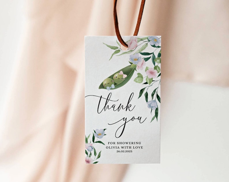 Twin Baby Shower Favor Tag, Two Peas in a Pod Gift Tag, Thank You Tag ...