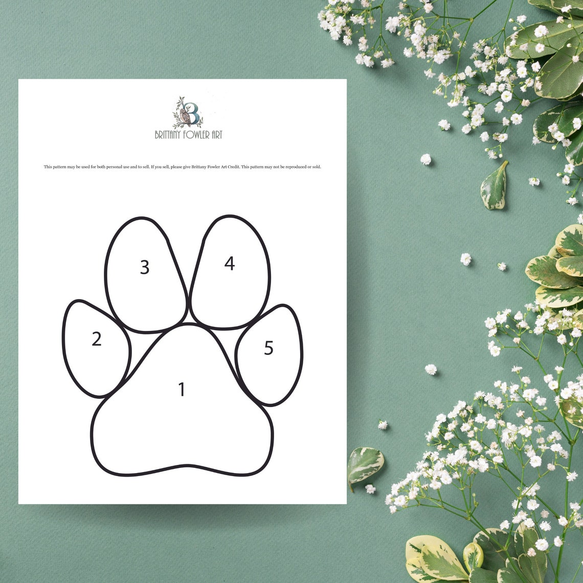 Stained Glass Pattern, Digital Download Pattern, Beginner Pattern, Paw ...
