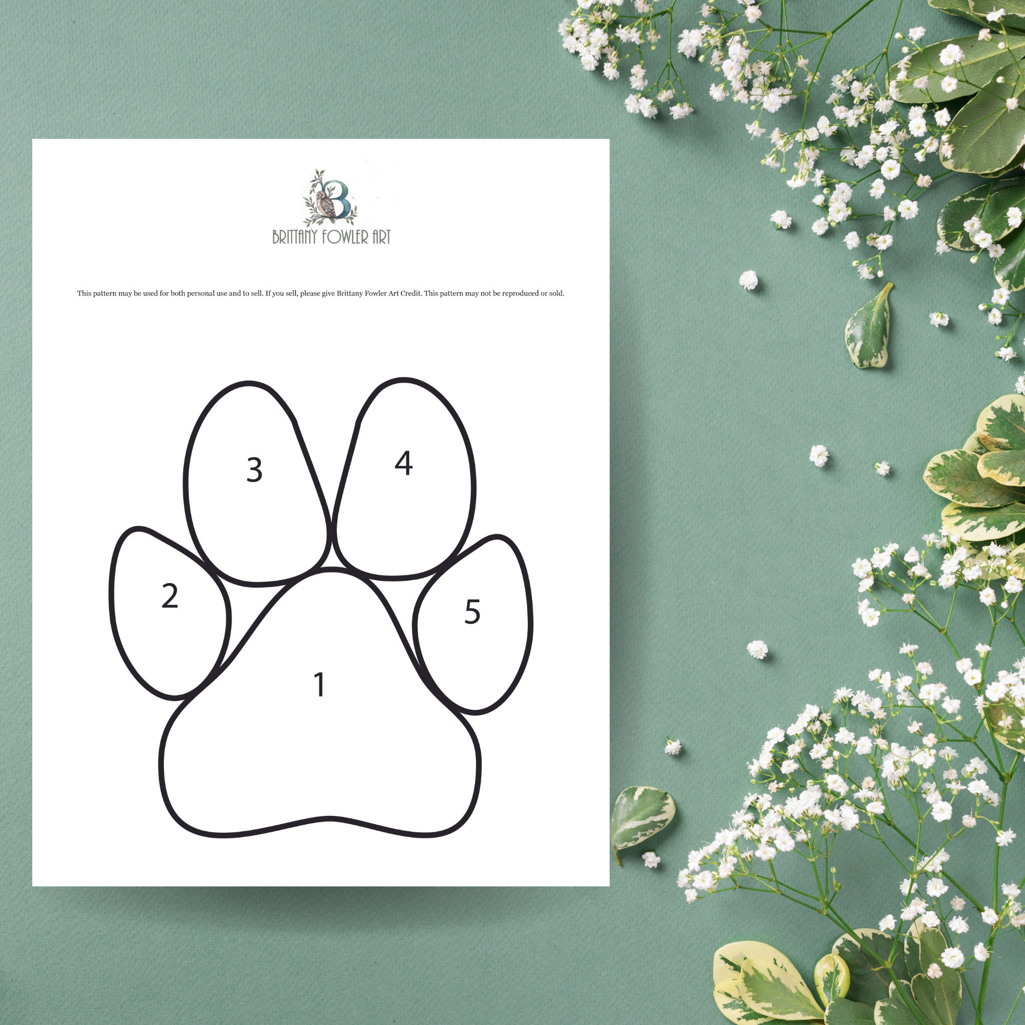 Stained Glass Pattern, Digital Download Pattern, Beginner Pattern, Paw ...