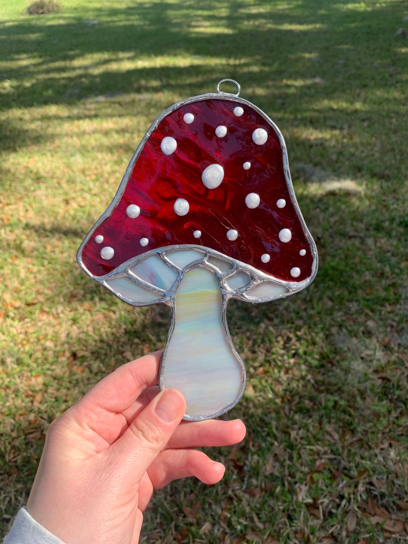 Mushroom Stained Glass Pattern, Fungi Stained Glass Design, Nature ...