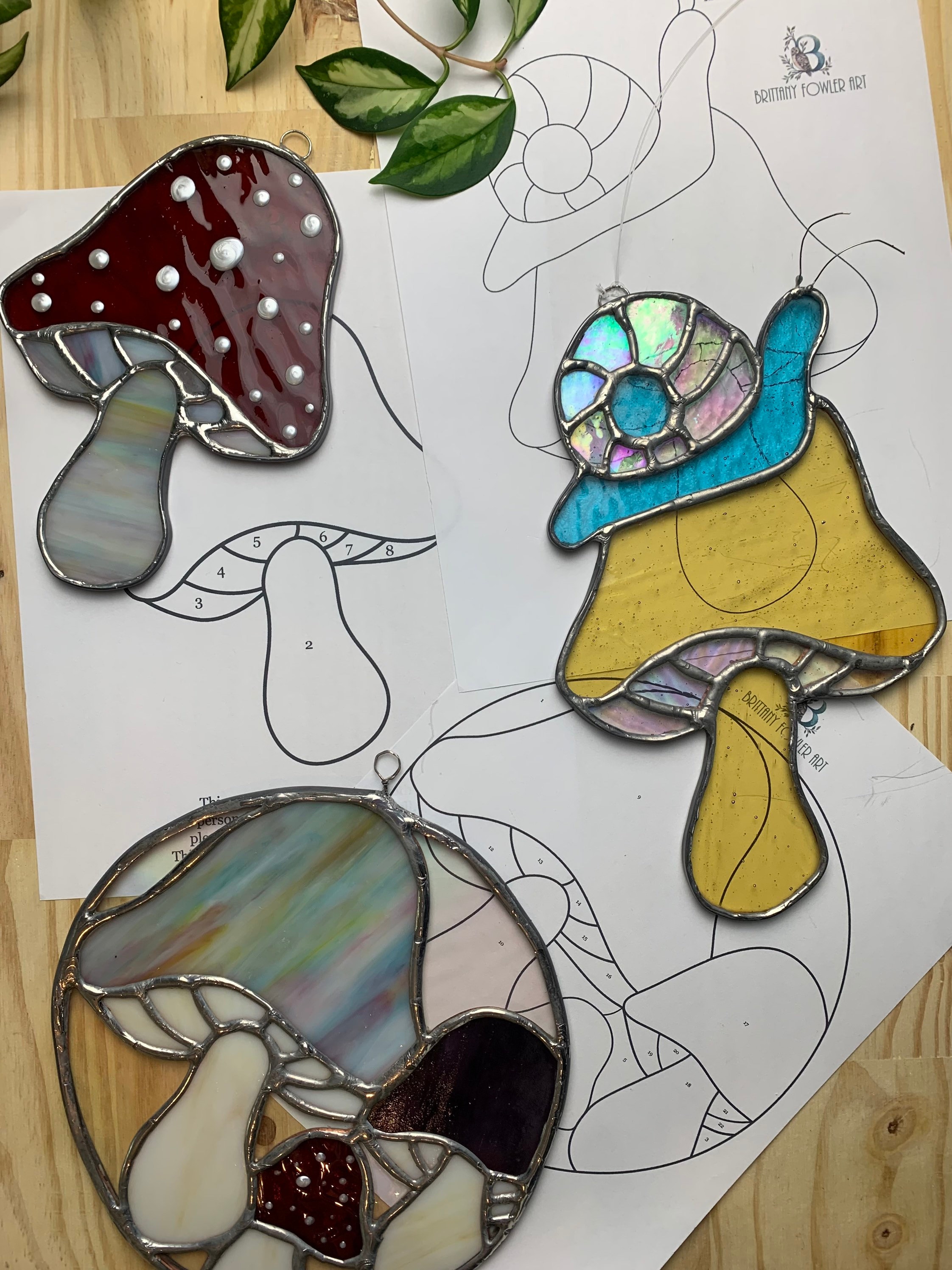 Mushroom Glass Pattern Stain Glass Patterns Stained Glass - Etsy