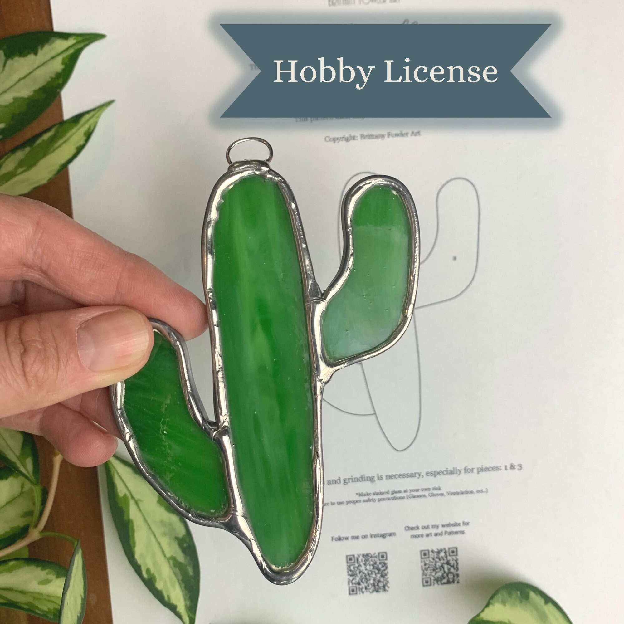 Cactus Glass Pattern, Stain Glass Patterns, Stained Glass Hobby, Modern ...