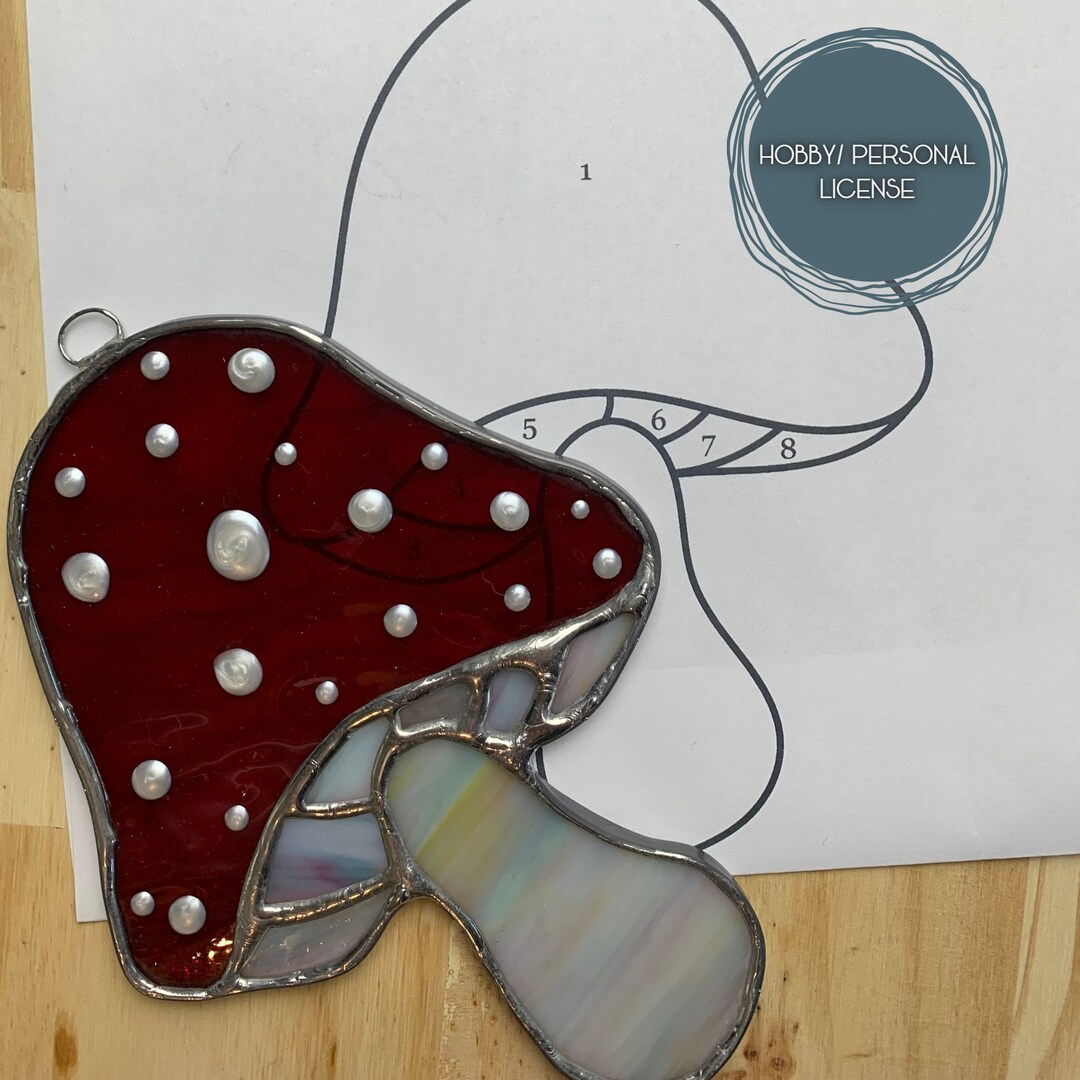 Mushroom Stained Glass Pattern, Fungi Stained Glass Design, Nature ...