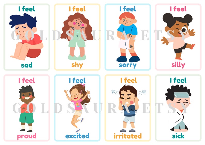 Autism Feelings Flash Cards, Early Learning, Communicate Your Emotions ...