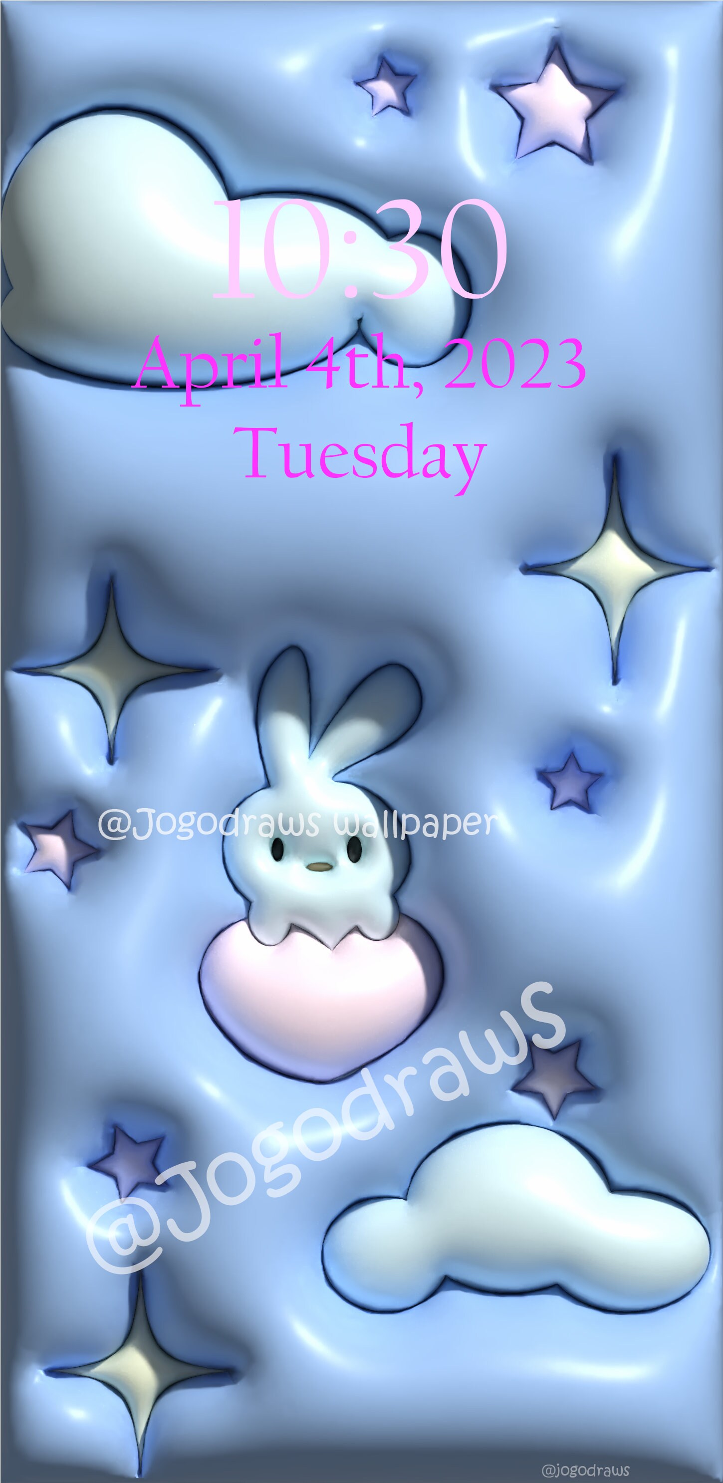 Kawaii 3D Bunny Illustration for Phone Wallpaper - Etsy