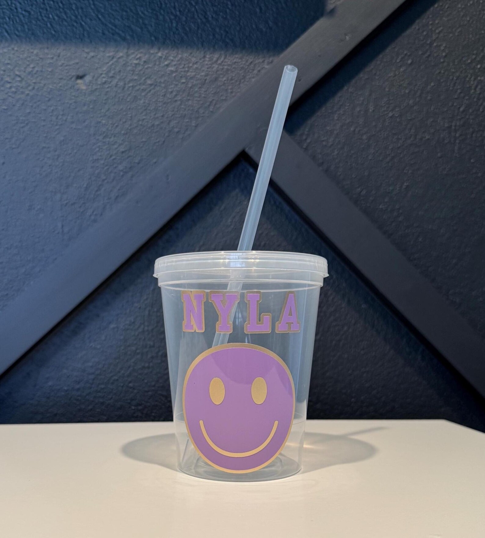 Personalized Smiley Face Cup, Retro Party Favor With Lid & Straw - Etsy