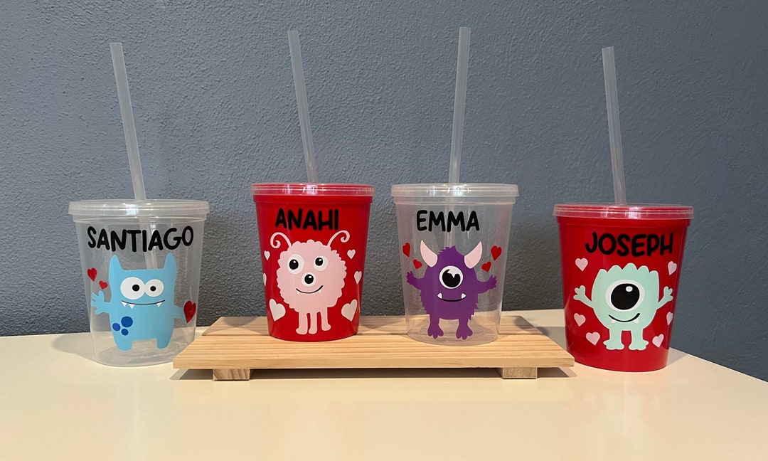 Personalized Kids Valentines Day Cup/valentine Day Monster Kids Cup ...