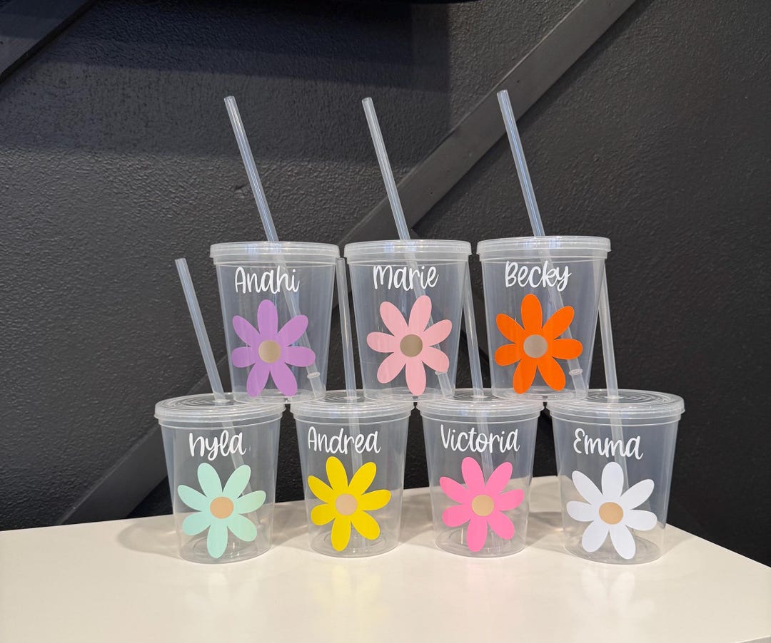 Personalized Daisy Party Cups, Groovy Floral Favors - Etsy