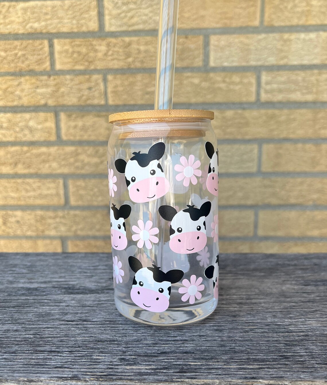 Cow & Daisy Glass Cup/gifts for Cow Lovers/farm Animal Cup/cow Tumblers ...
