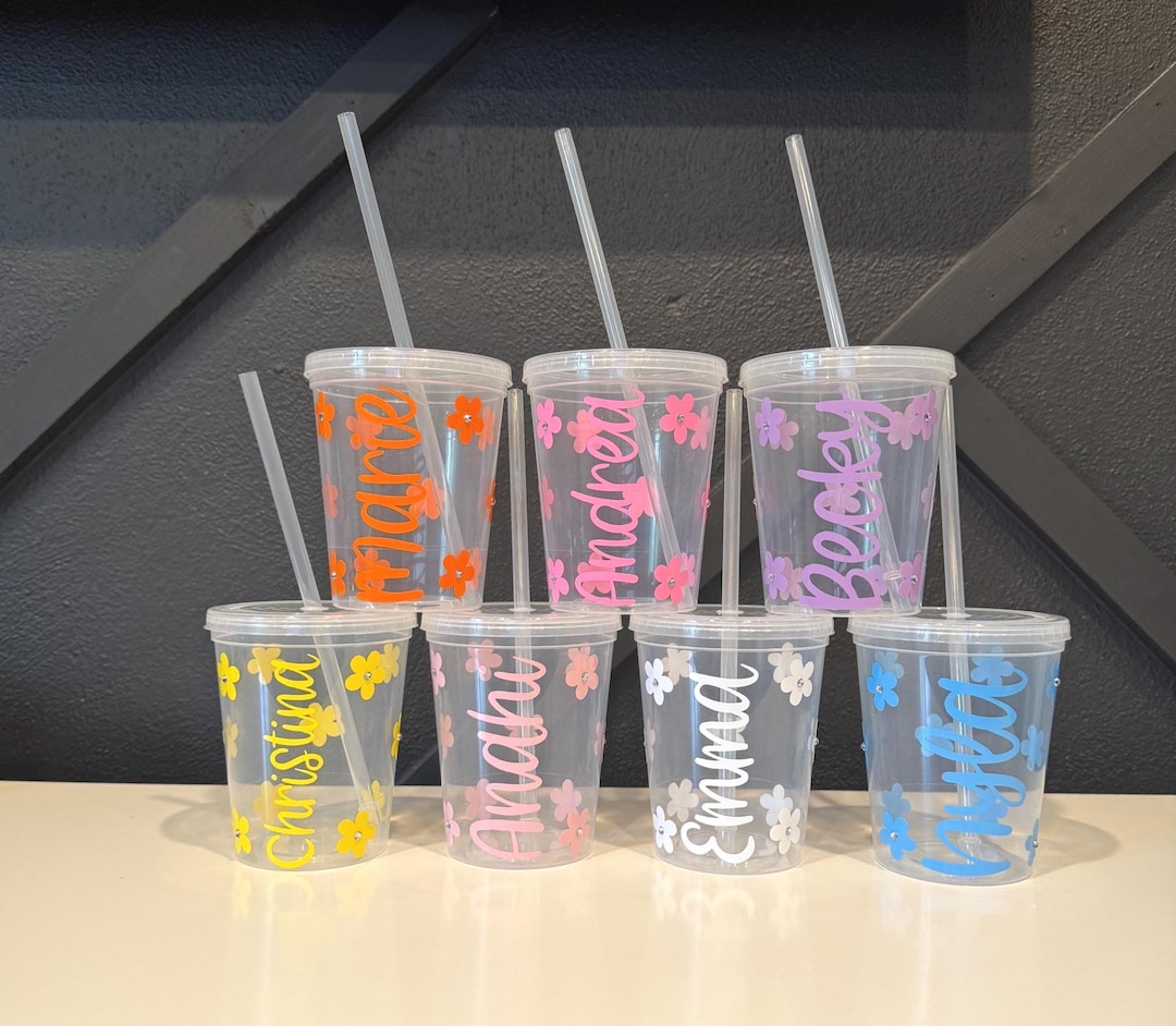 Personalized Glitter Rhinestone Daisy Kids Cups/bedazzled Daisy Party ...