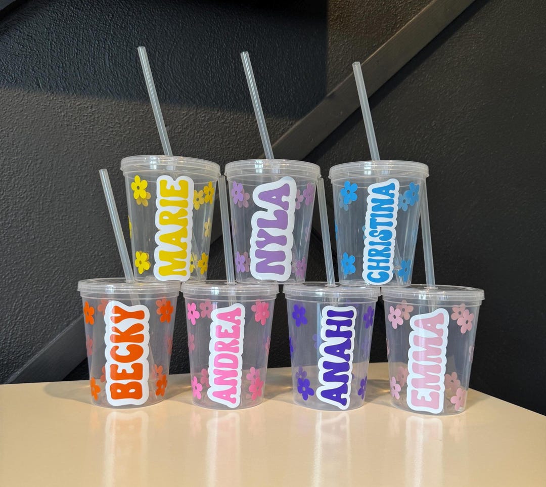 Personalized Retro Groovy Kids Flower Cup/custom Groovy Party Cups ...