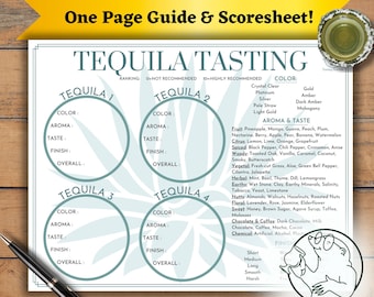Tequila Tasting Guide & Mat, Tequila Flight Board Tasting Score Card ...