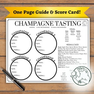 Champagne Tasting Guide & Scorecard, New Years Eve Champagne Party Game ...