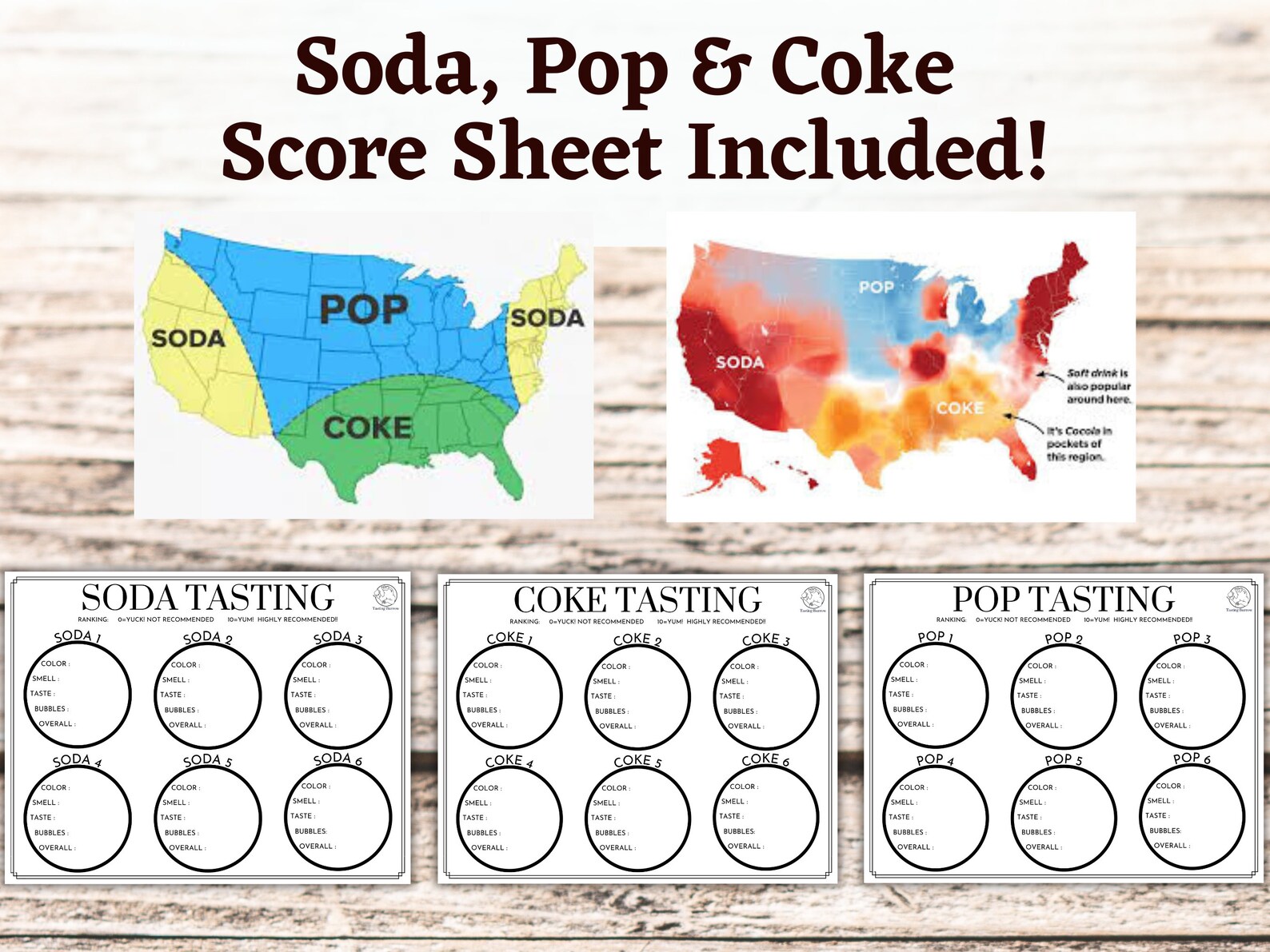 Soda Pop Coke Taste Test Score Card, Soda Tasting Activity Sheet ...
