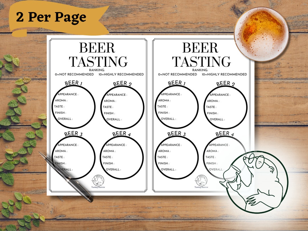 Beer Tasting Sheet, Four Beer Scoresheet, Beer DIY Blind Tasting, Half ...