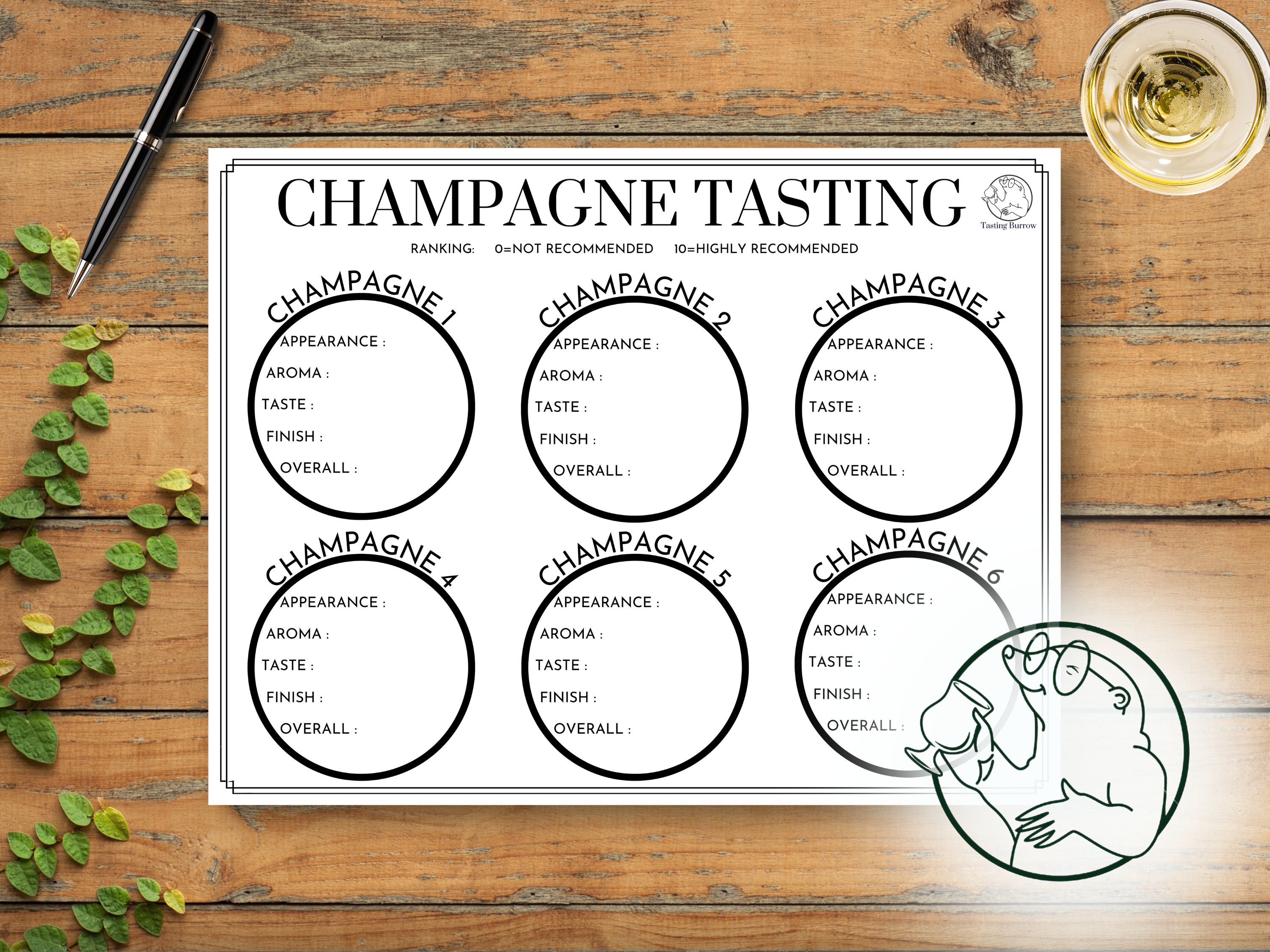 Champagne Tasting Scoresheet, Bridal Shower Champagne Tasting ...