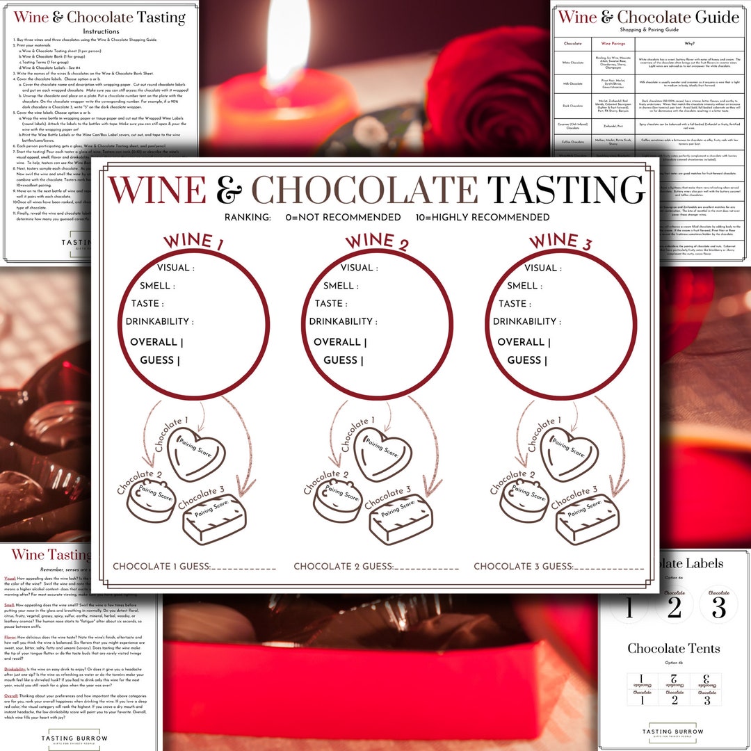 Wine and Chocolate Blind Tasting Kit: Romantic Date Night (digital ...