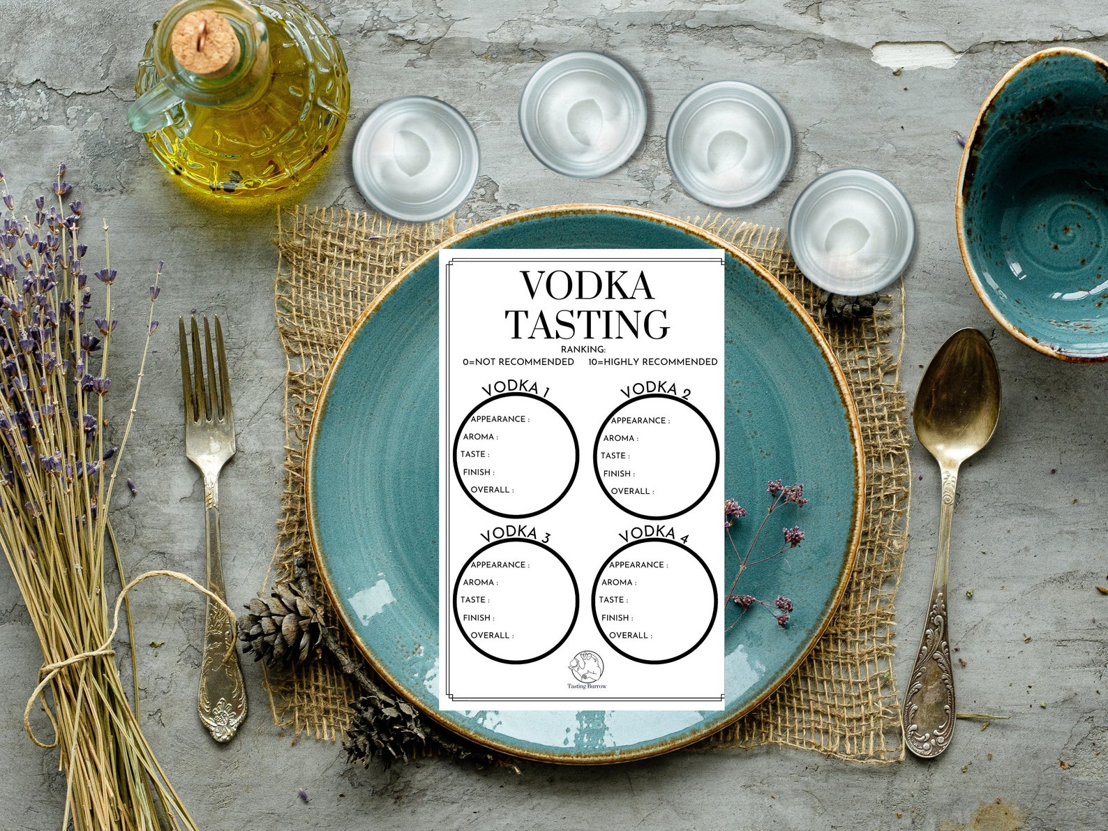 Vodka Tasting Sheet, Four Vodka Tasting Mat, Vodka Tasting Notes, Adult ...