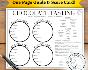 Chocolate Tasting Guide & Score Card, Chocolate Party Kit, Valentine ...