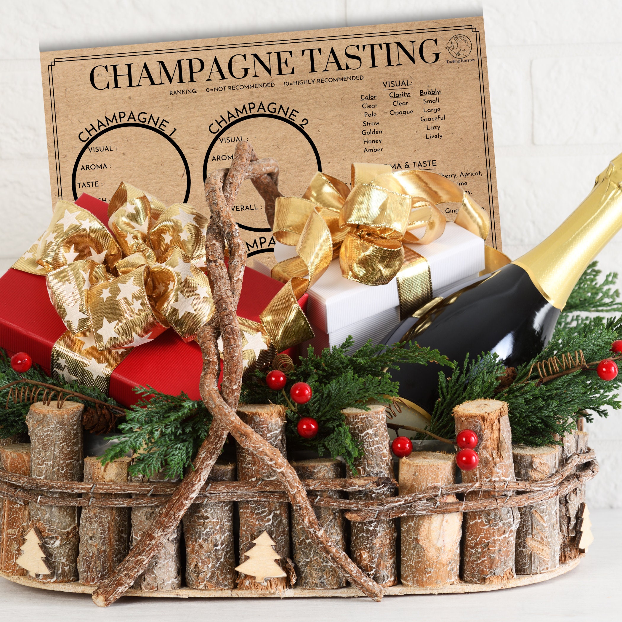 Champagne Tasting Guide & Scorecard, New Years Eve Champagne Party Game ...