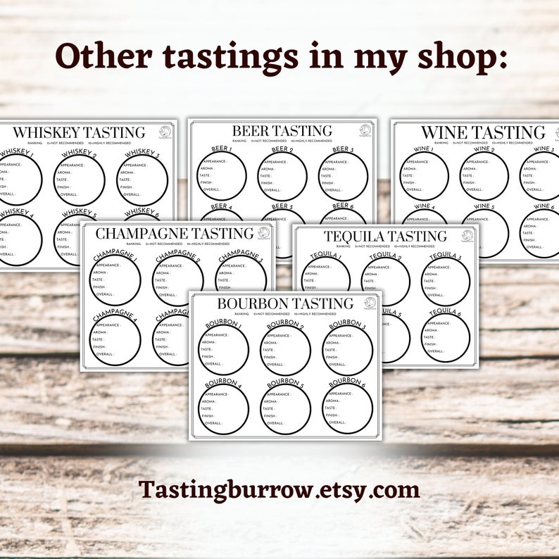 Whiskey Tasting Guide & Scorecard, Whiskey Tasting Scoresheet, Whiskey ...