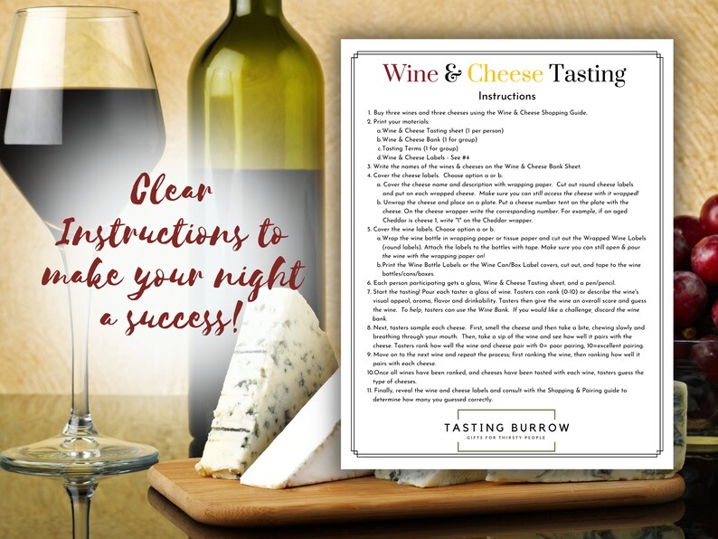 Wine and Cheese Pairing Blind Tasting Wine and Cheese Party - Etsy