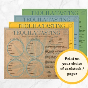 Tequila Tasting Guide & Mat, Tequila Flight Board Tasting Score Card ...