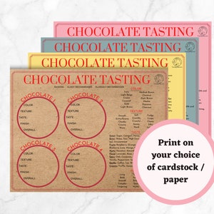 Chocolate Tasting Guide & Score Card, Chocolate Party Kit, Valentine ...