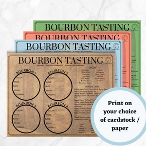 Bourbon Tasting Sheet and Guide, Bourbon Tasting Flight Scorecard ...