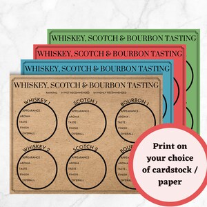 Whiskey Scotch Bourbon Tasting Sheet, Whisky Tasting Mat, Whiskey ...
