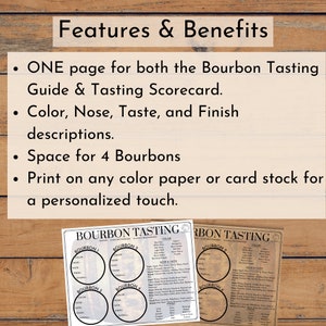 Bourbon Tasting Sheet and Guide, Bourbon Tasting Flight Scorecard ...