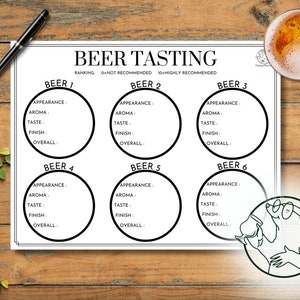 Beer Tasting Sheet, Beer Flight Tasting Score Sheet, Beer DIY Blind ...