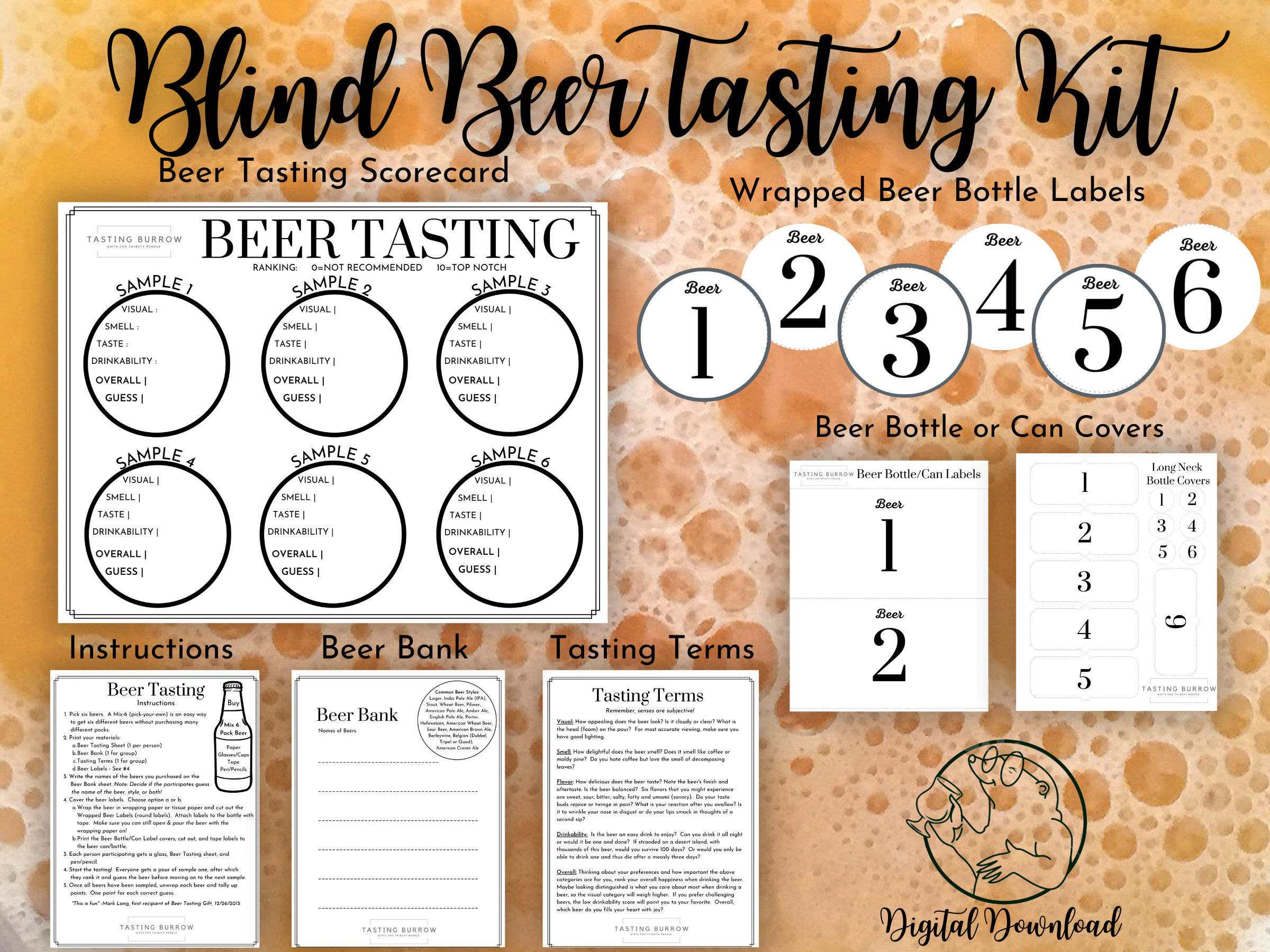 Blind Beer Tasting, Beer Flight Mat Downloadable, Bachelorette Beer ...