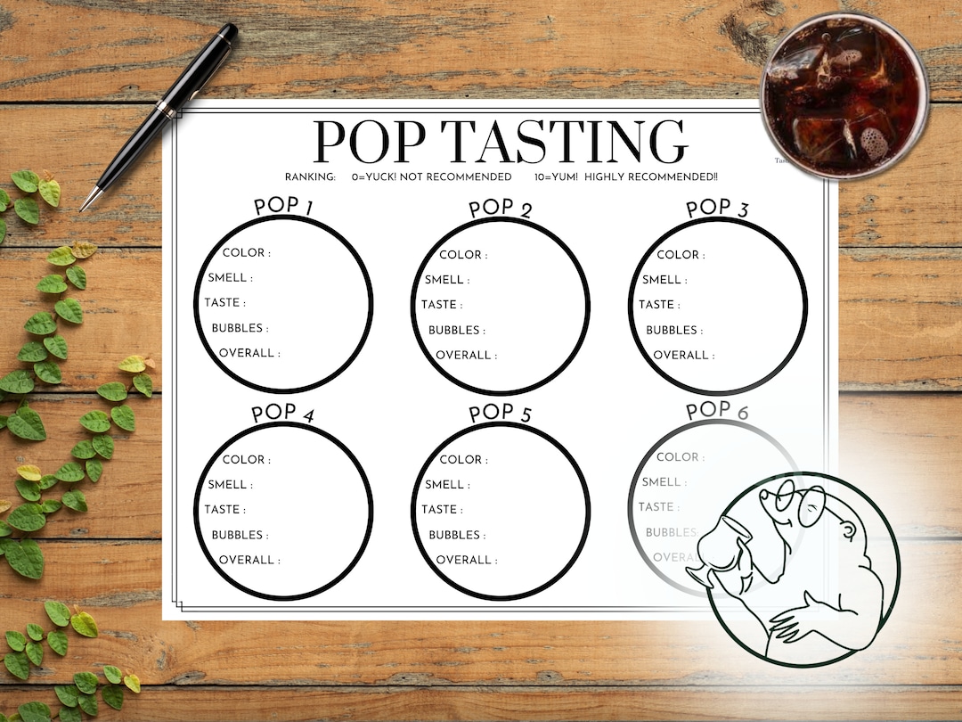 Soda Pop Coke Taste Test Score Card, Soda Tasting Activity Sheet ...