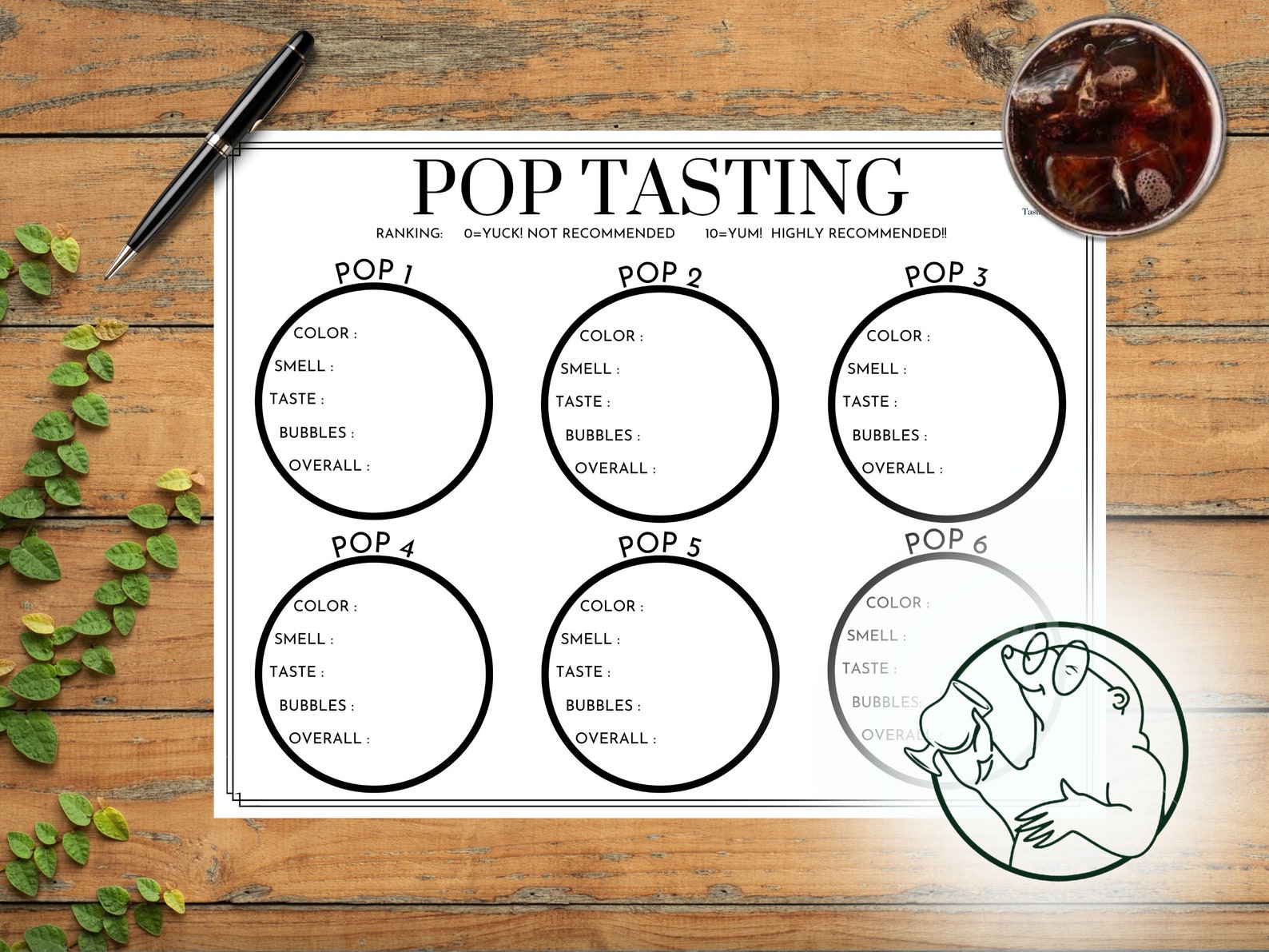Soda Pop Coke Taste Test Score Card, Soda Tasting Activity Sheet ...