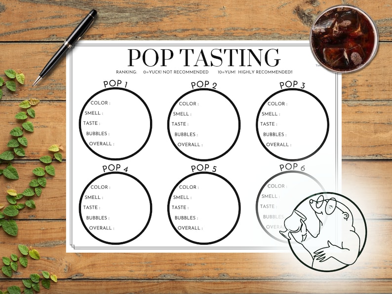 Soda Pop Coke Taste Test Score Card, Soda Tasting Activity Sheet ...