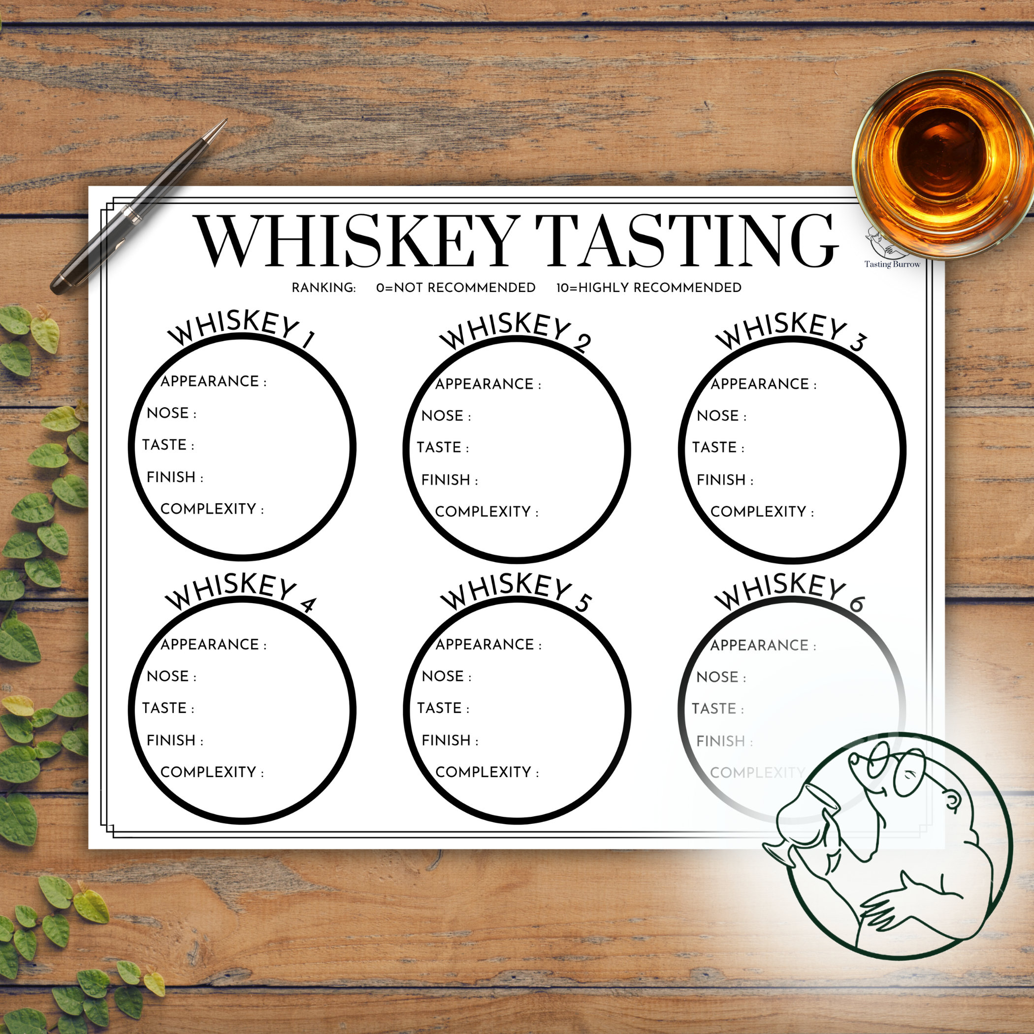 Whiskey Tasting Sheet, Whisky Tasting Mat, Whiskey DIY Blind Tasting ...