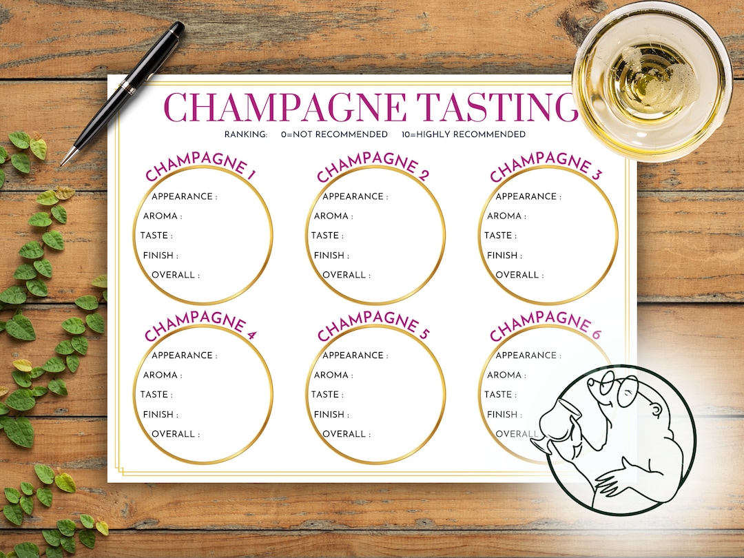 Champagne Tasting Card, New Years Eve Game, Champagne Tasting Score ...