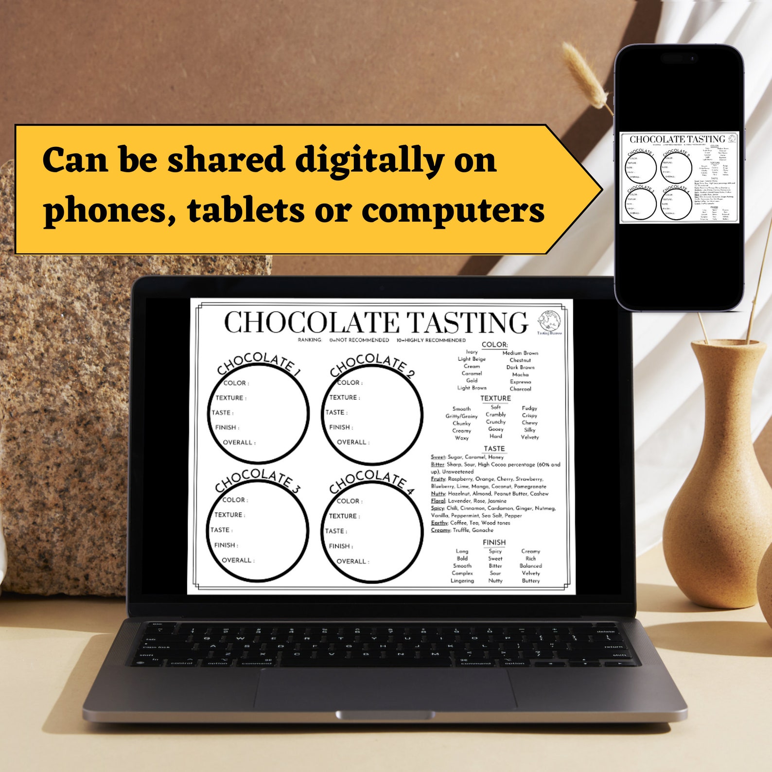 Chocolate Tasting Guide & Score Card, Chocolate Party Kit, Valentine ...