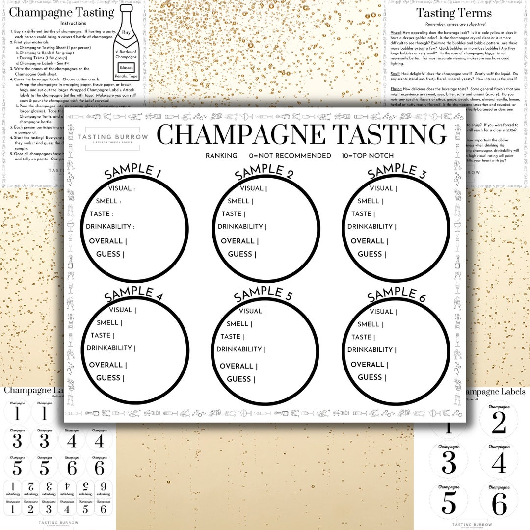 Blind Champagne Tasting Party Kit, Bridal Shower Champagne Tasting ...