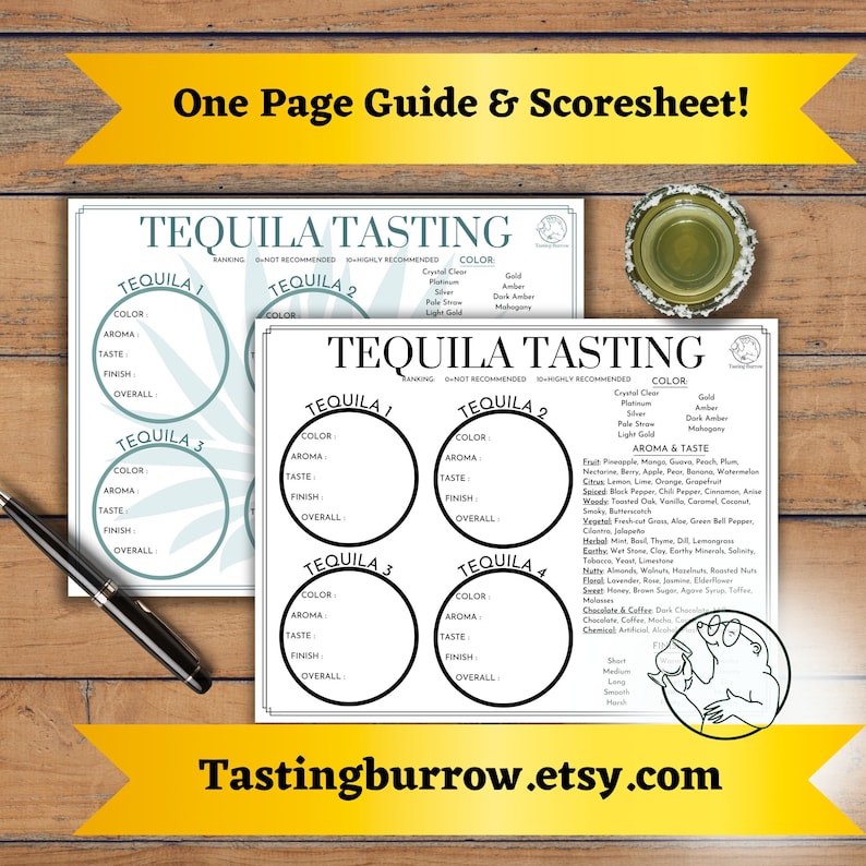 Tequila Tasting Sheet, Tequila Tasting Notes, Tequila DIY Blind Tasting ...